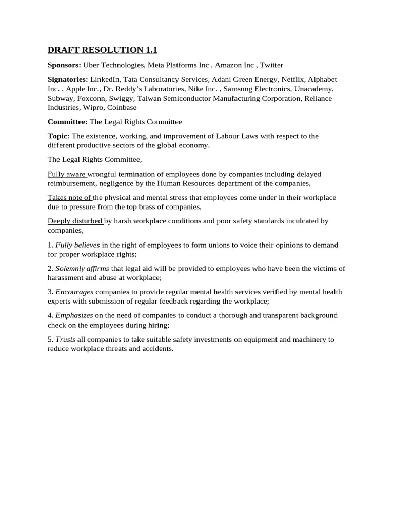 Sample Draft Resolution | PDF