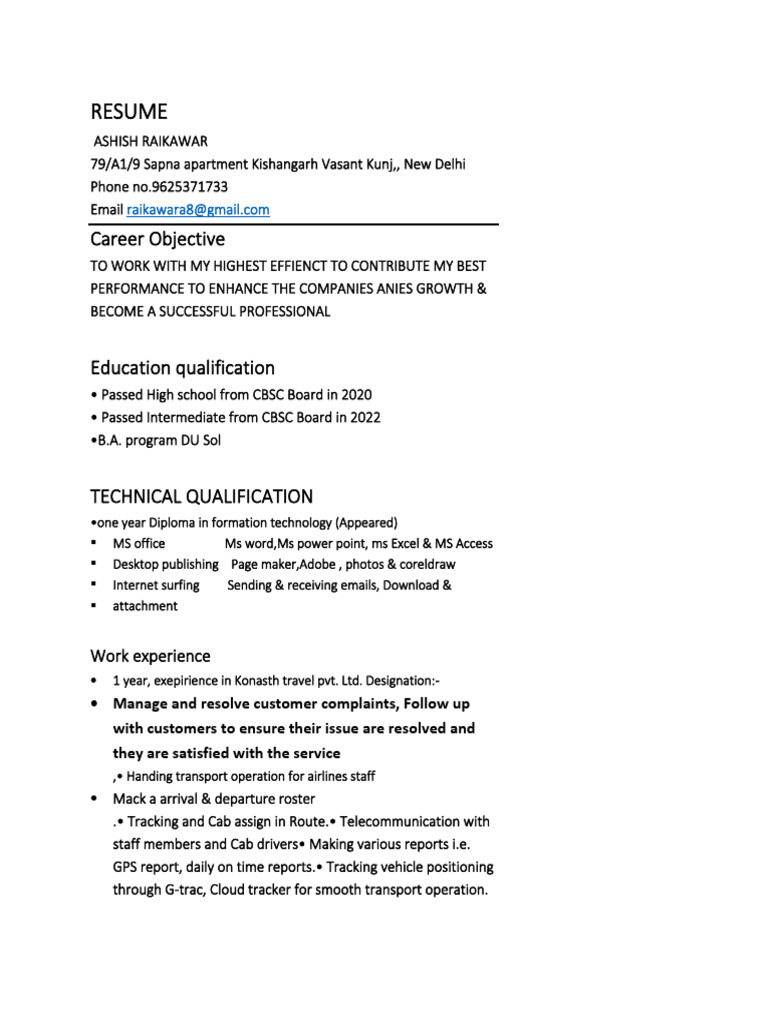 Resume Ashish 96 | PDF