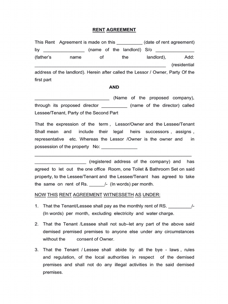 Rent Agreement | PDF