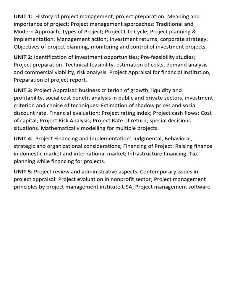 Project Planning Unit 4&5 | PDF | Capital Budgeting | Project Management