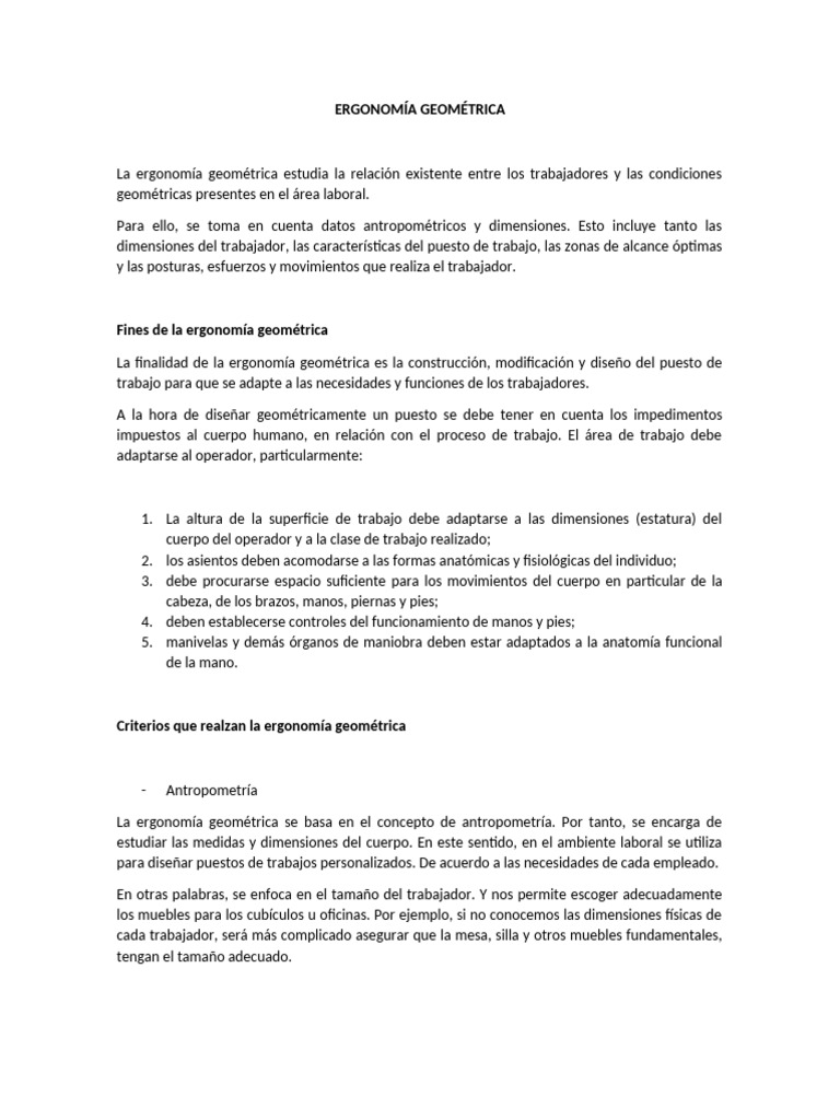 Ergonomía Geométrica | PDF