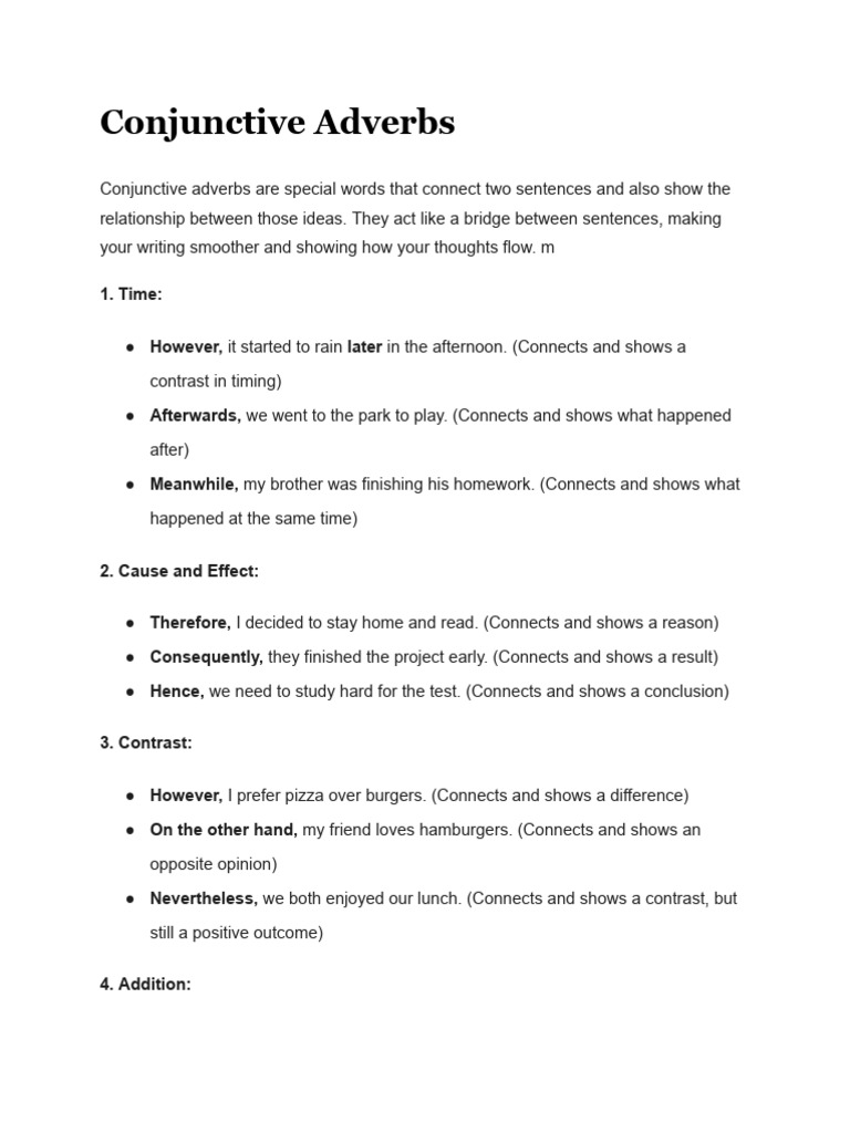 Conjunctive Adverbs | PDF