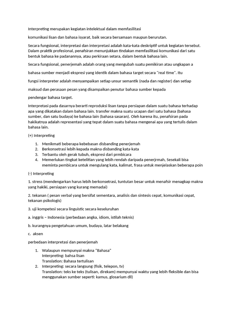 Interpreting Merupakan Kegiatan Intelektual Dalam Memfasilitasi | PDF