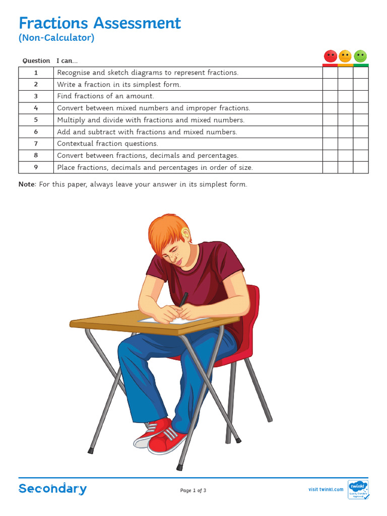 Fractions Assessment | PDF