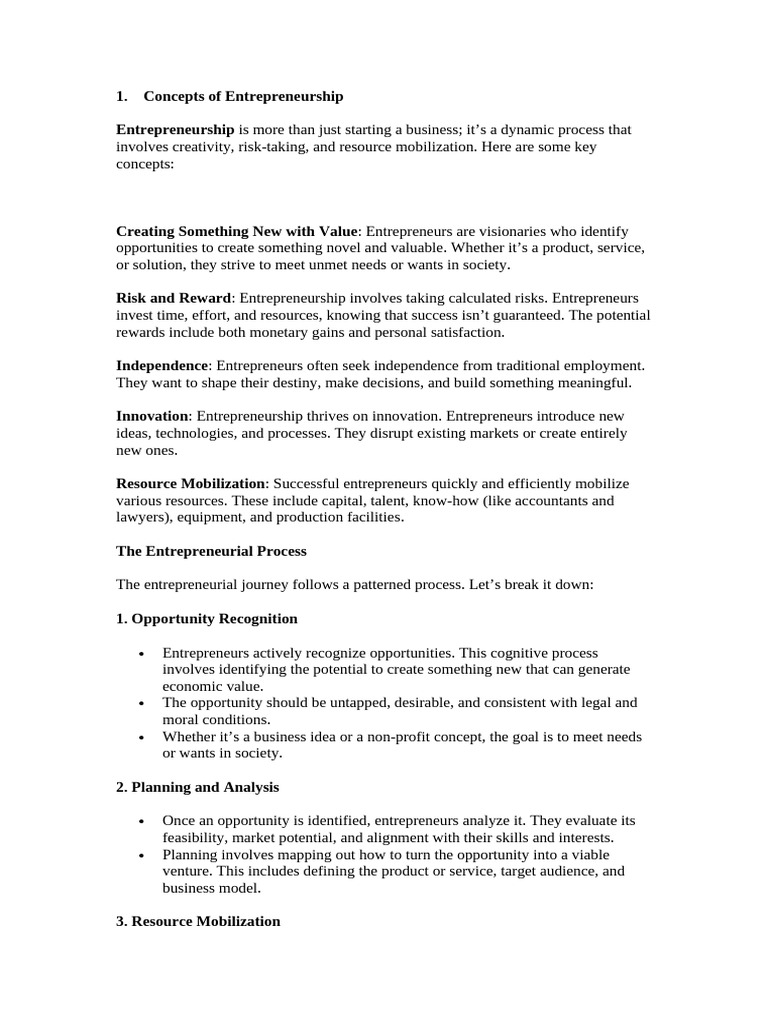 Concepts of Entrepreneurship | PDF | Entrepreneurship | Career & Growth