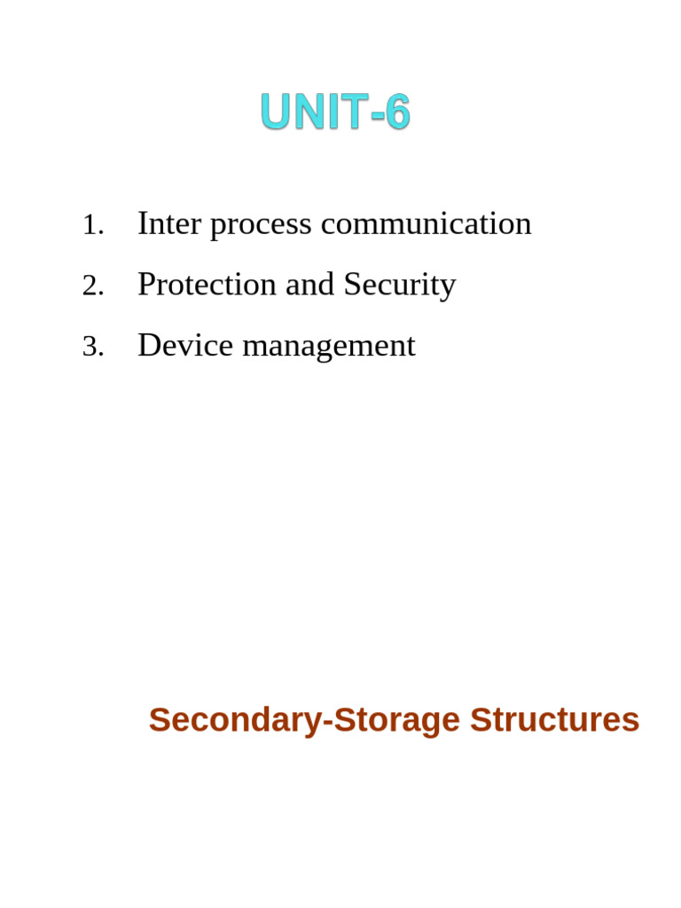Unit 6 - Secondary Storage Structures Unit 6 | PDF