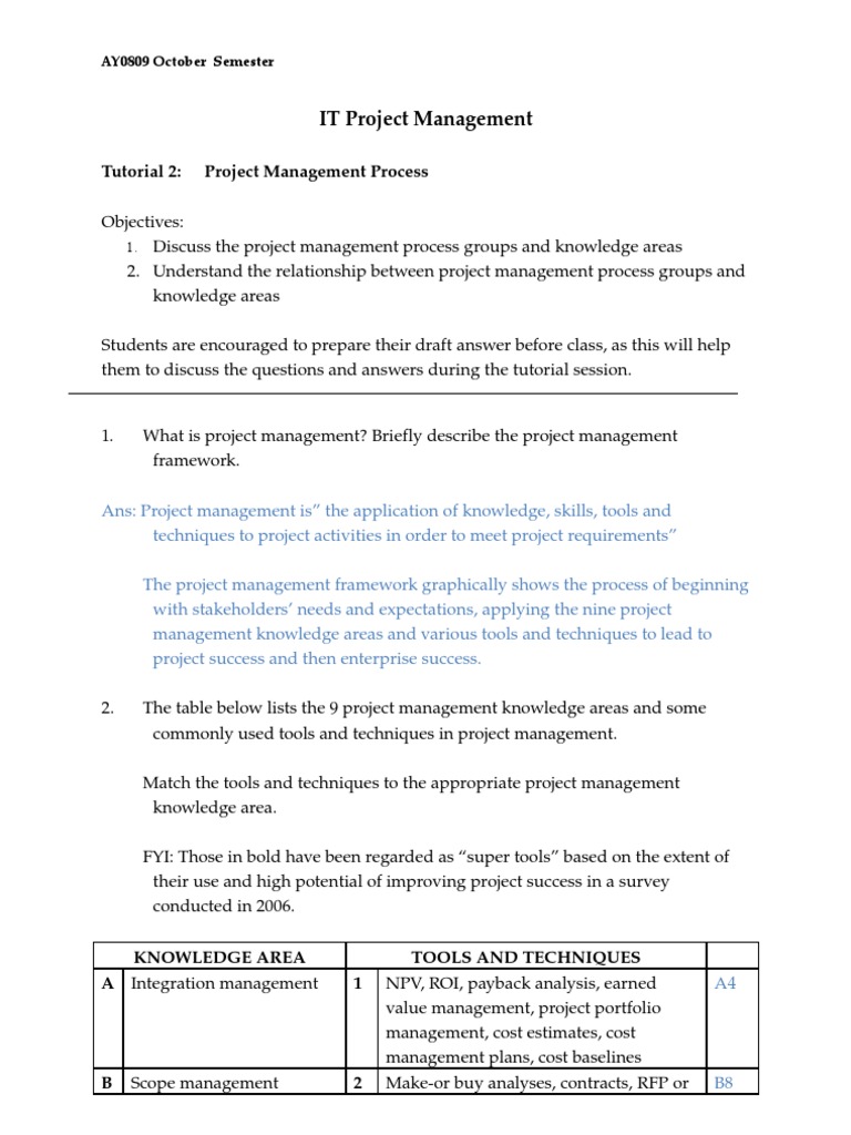 Tutorial 02 - Project Management Process | PDF | Project Management ...