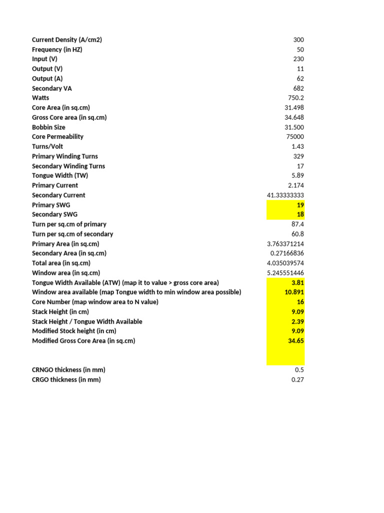 50hz Transformer Calculation | PDF