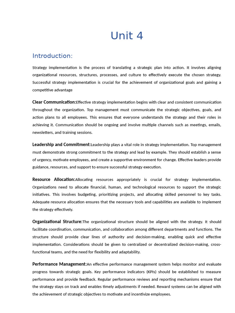 Unit 4 Business Strategy | PDF
