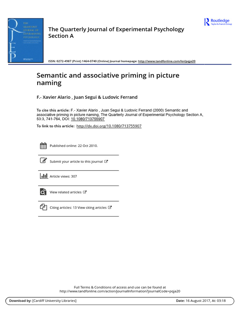 3 Semantic Priming in Picture Naming | PDF