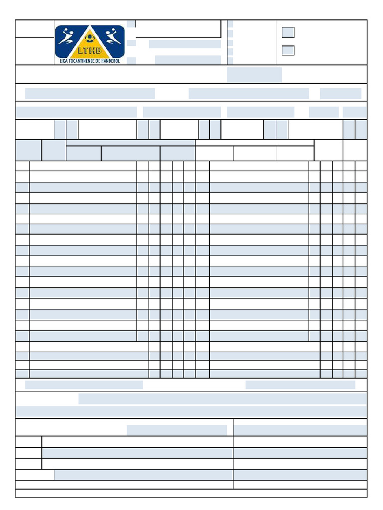Súmula de Handebol - LTHB - Liga Tocantinense de Handebol Oficial | PDF