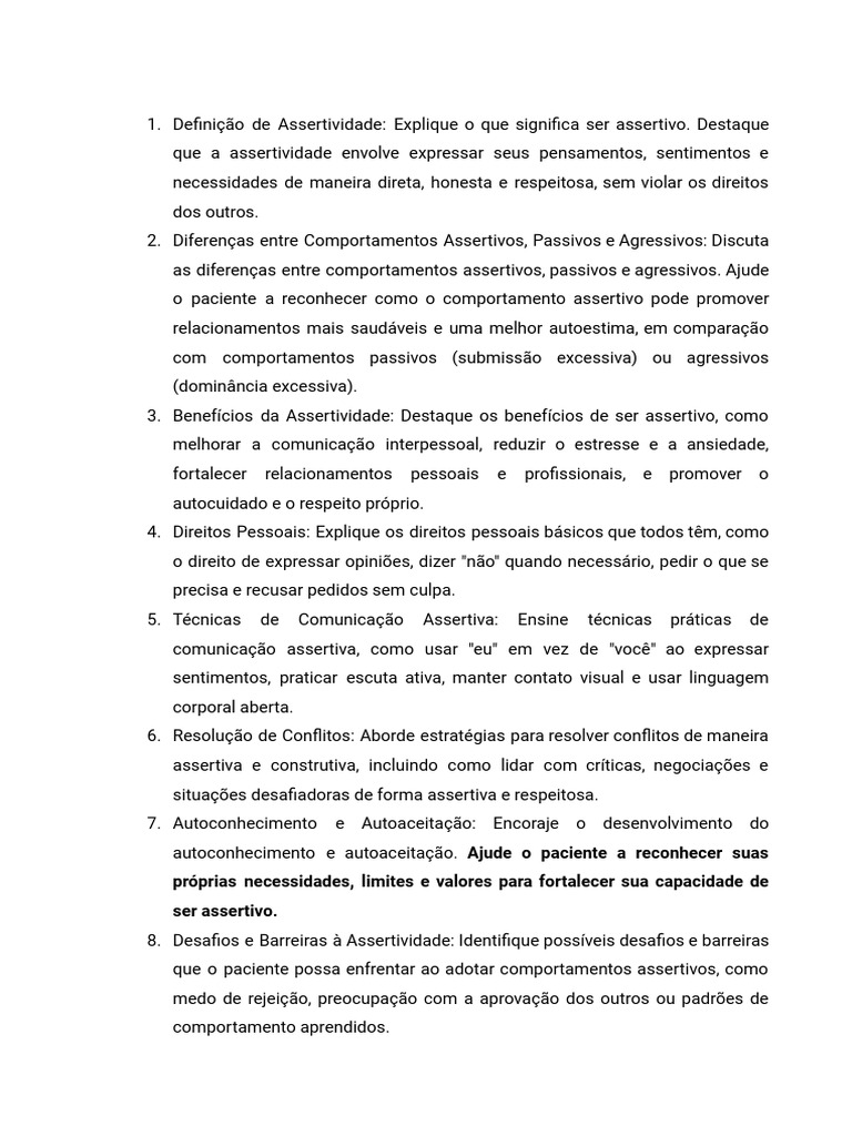 Treino de Assertividade | PDF | Autoestima | Carreira e Crescimento