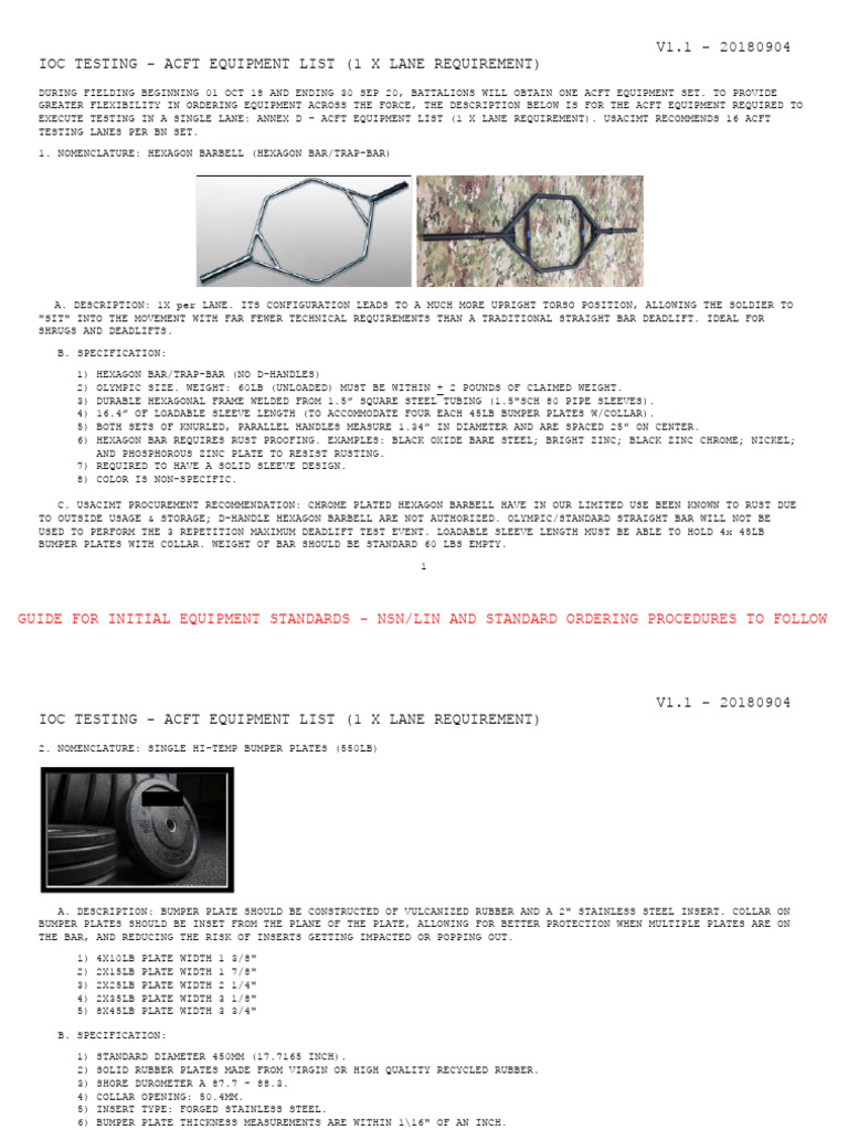 Acft Equipment List Final | PDF