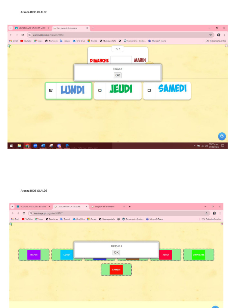 Vocabulaire Jours Et Mois | PDF