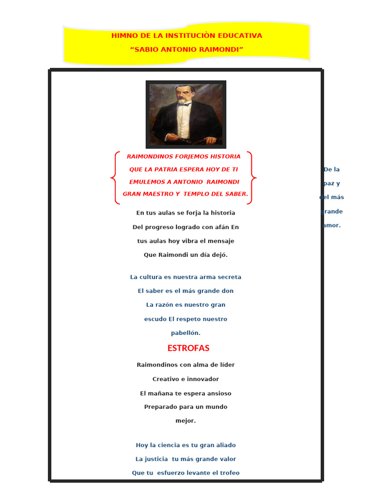 Himno de La Institucion Educativa 000 | PDF