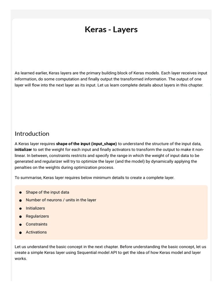 Keras - Layers | PDF | Mathematical Analysis | Mathematics