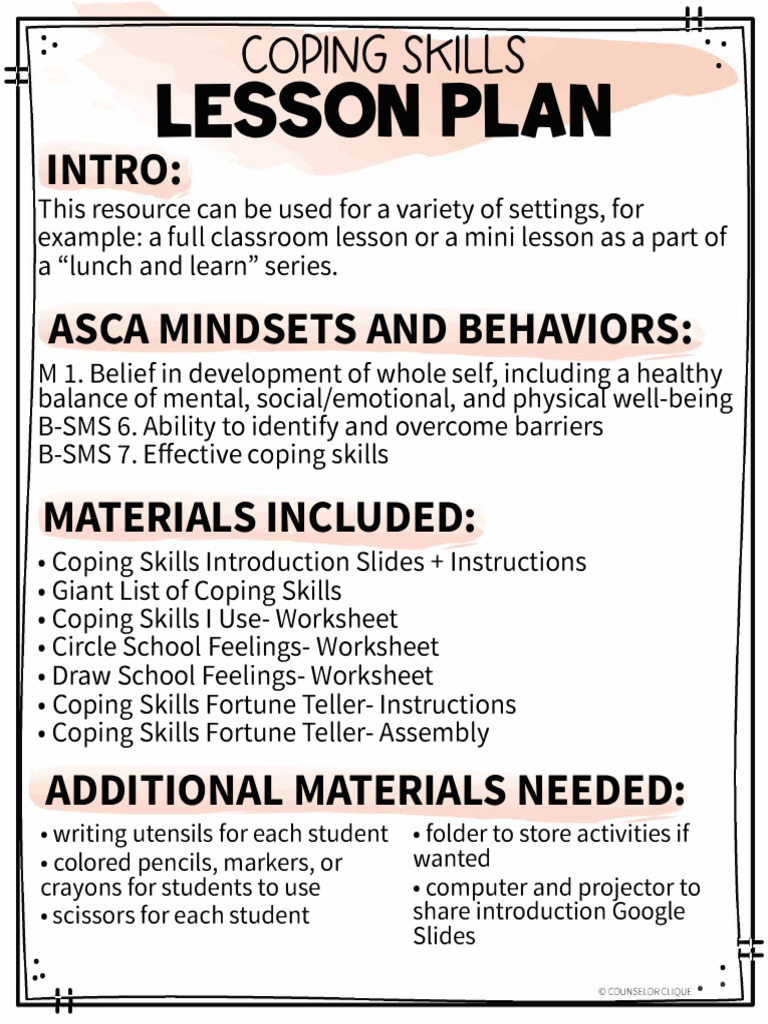 Coping Skills Lesson | PDF