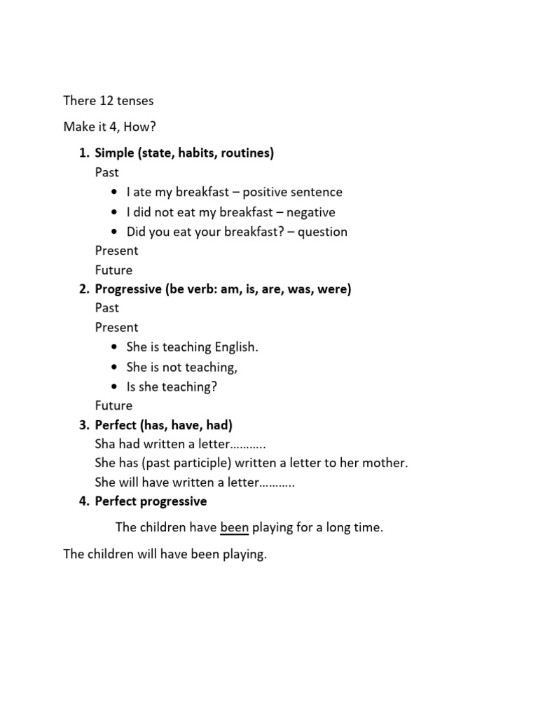 Tenses and Sentences Note | PDF
