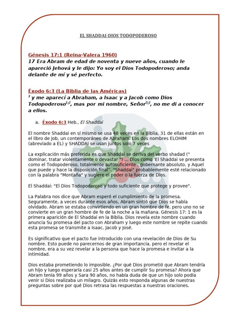 El Shaddai-Dios Todopoderoso | PDF