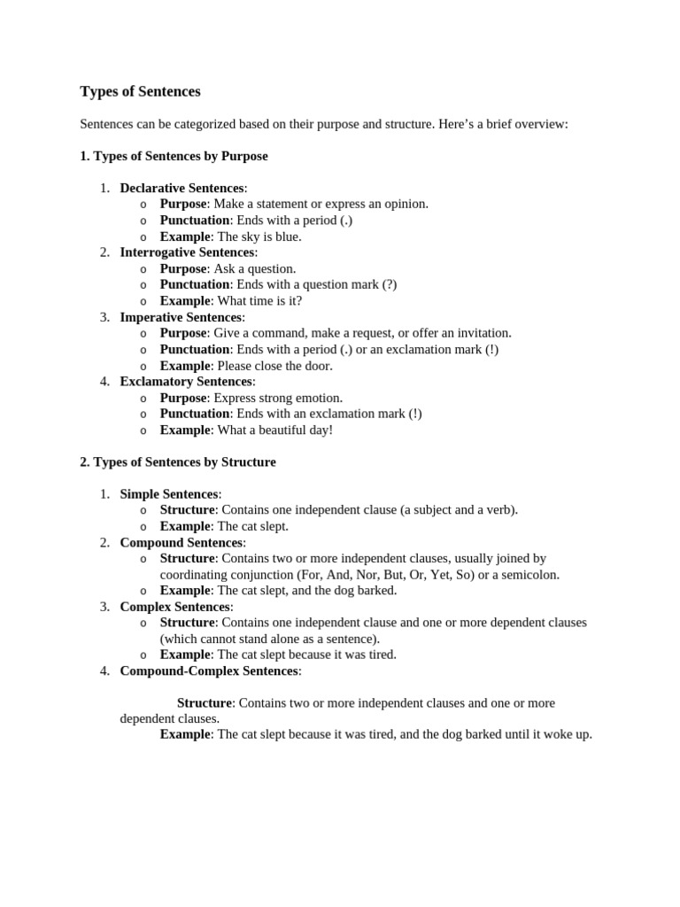 Types of Sentences | PDF