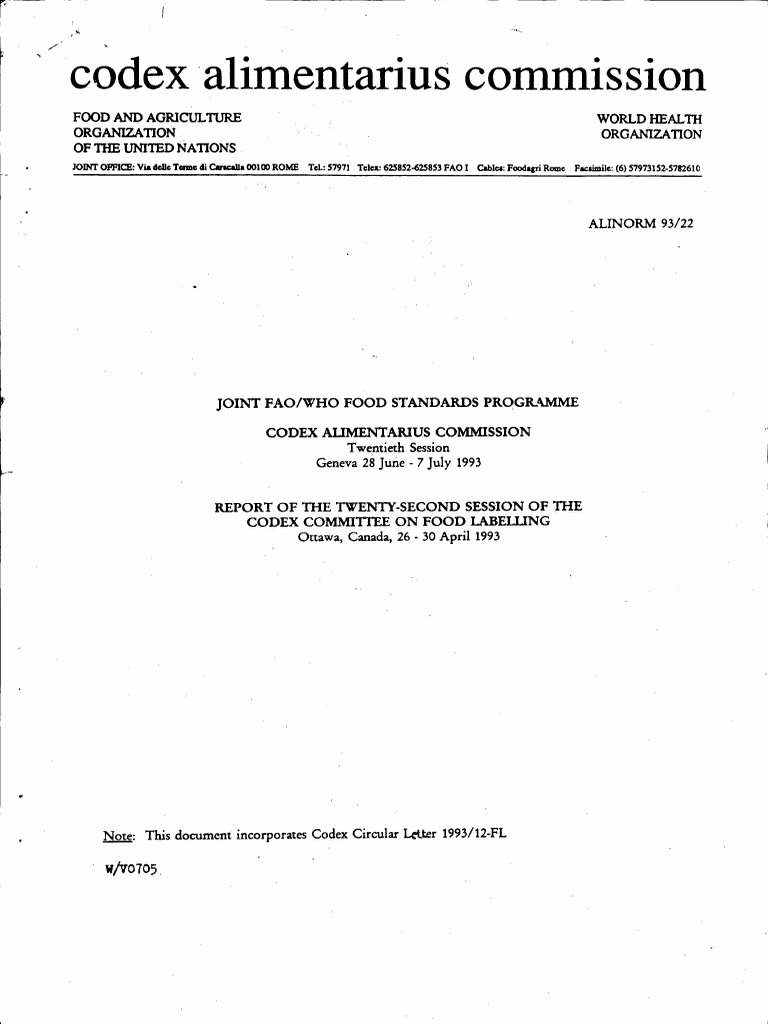 Codex Commission: Alimentarius | PDF
