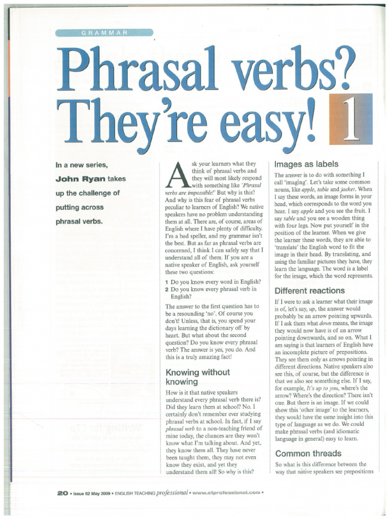 READ IT Post Session 3 PHRASAL VERBS THEY ARE EASY Teaching English | PDF