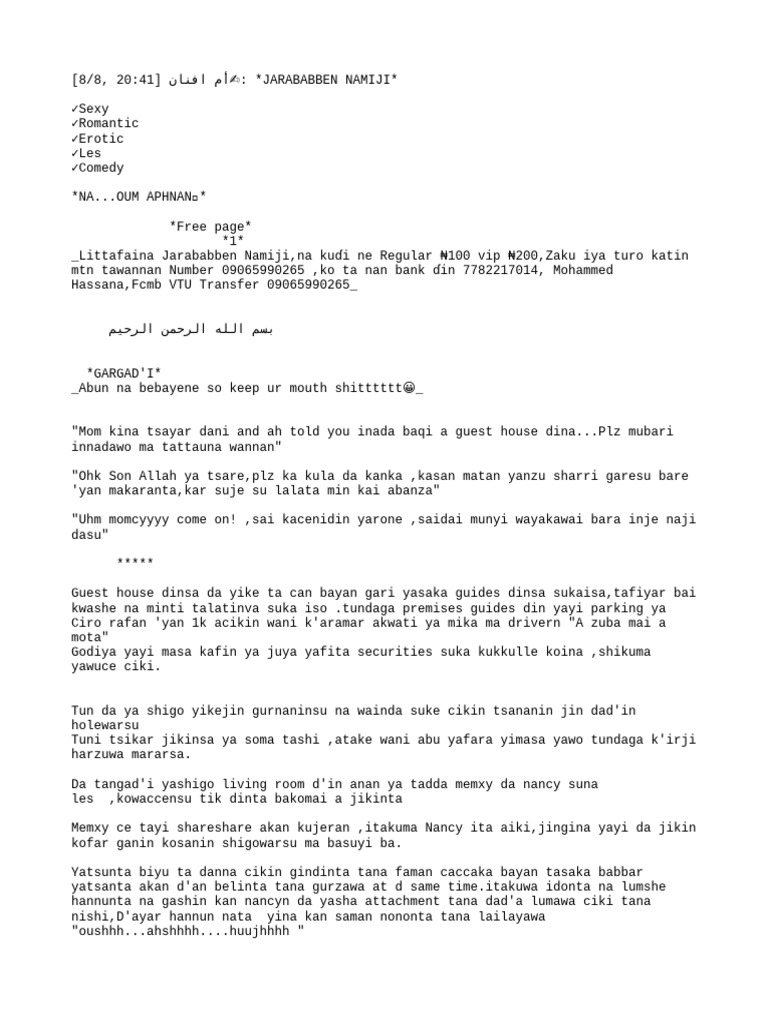 Jarababben Namiji Sabon Salo... by Oum Aphnan | PDF