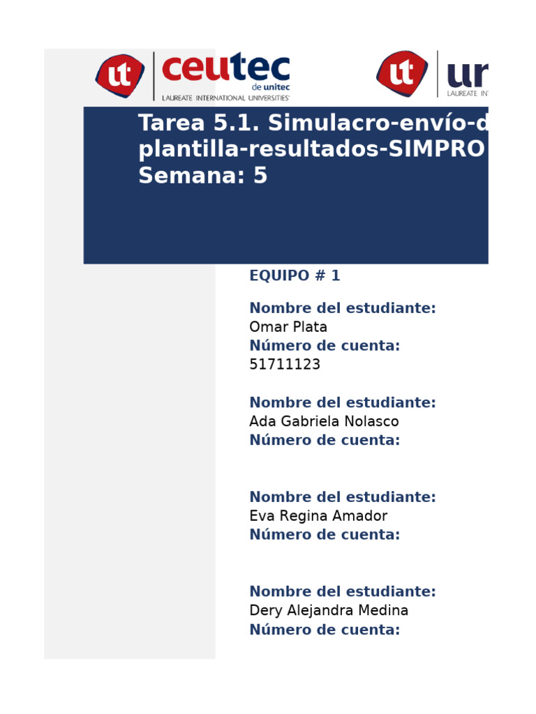 Simulacro Envio Decision Plantilla Resultados SIMPRO | PDF