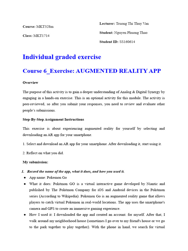 AR Marketing Insights for Students | PDF | Augmented Reality | Pokémon Go