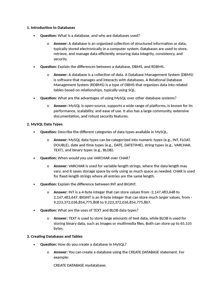 SQL Question and Answer | PDF