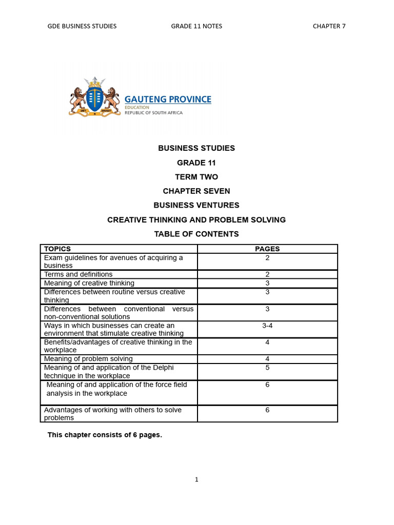 1713255465883 Bstd Grade 11 Week 1 Creative Thinking And Problem