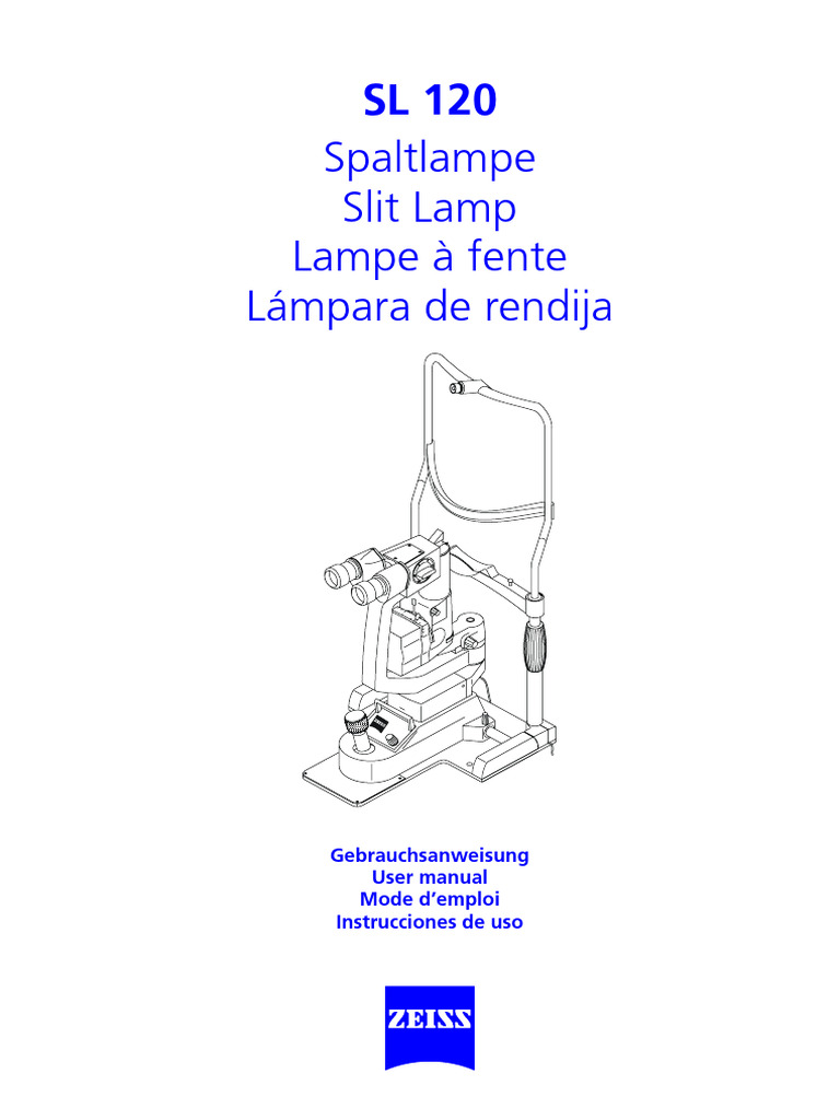 Zeiss SL-120 Slitlamp - User Manual (en,De,Fr,Es) | PDF
