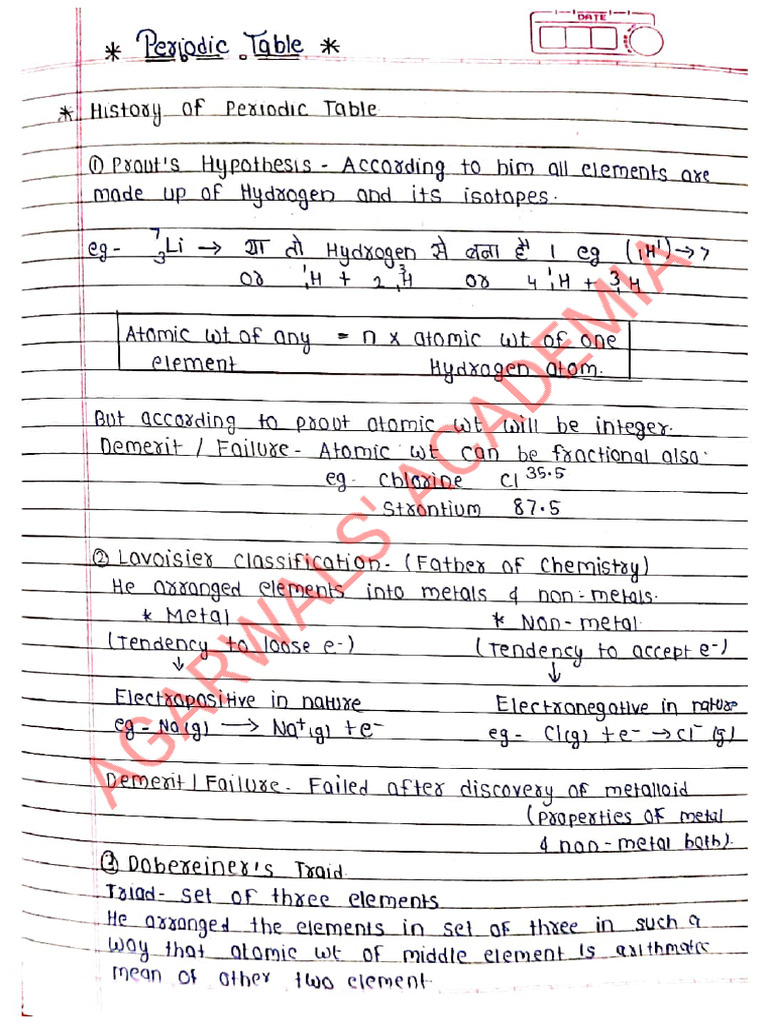 Class 11 Chemistry Periodic Table Handwritten Notes | PDF | Condensed ...