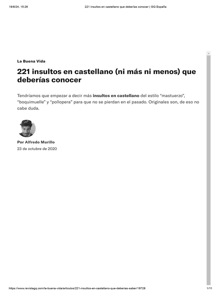 221 Insultos en Castellano Que Deberías Conocer - GQ España | PDF