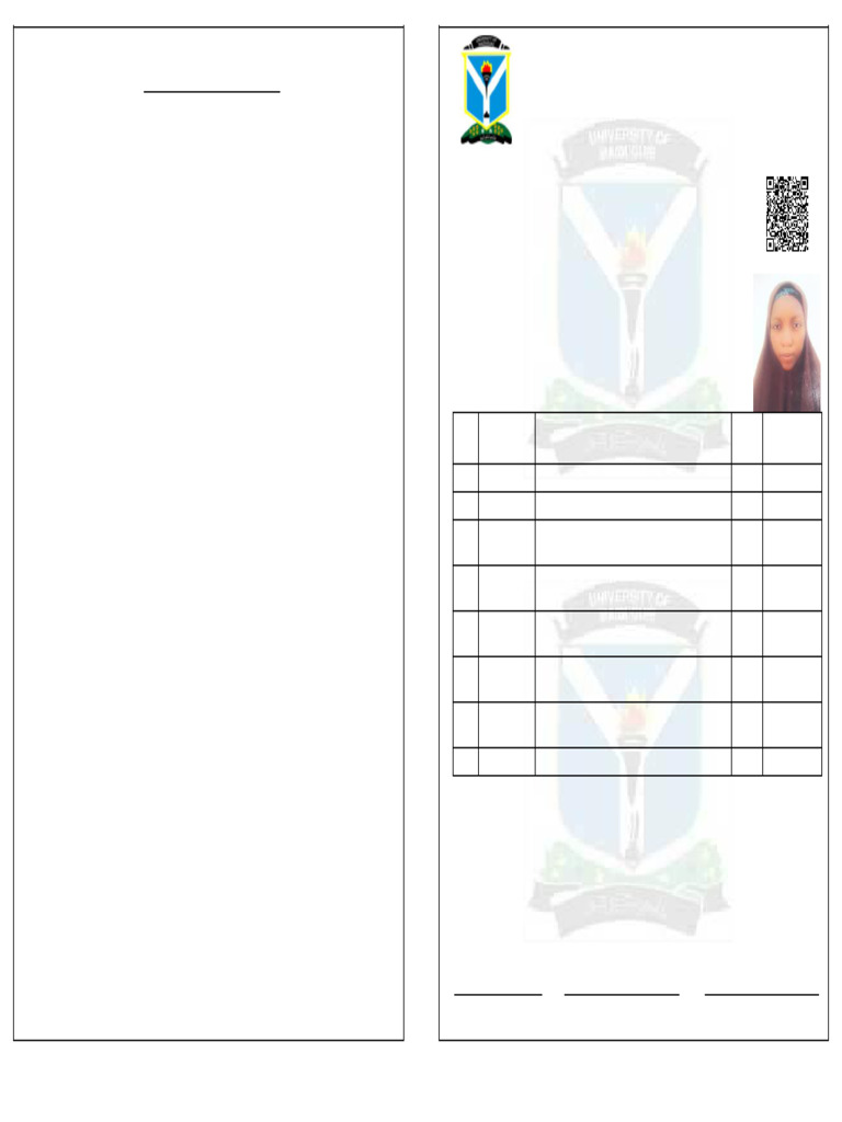 Exam Card - FIRST SEMESTER, 2023 - 2024 | PDF
