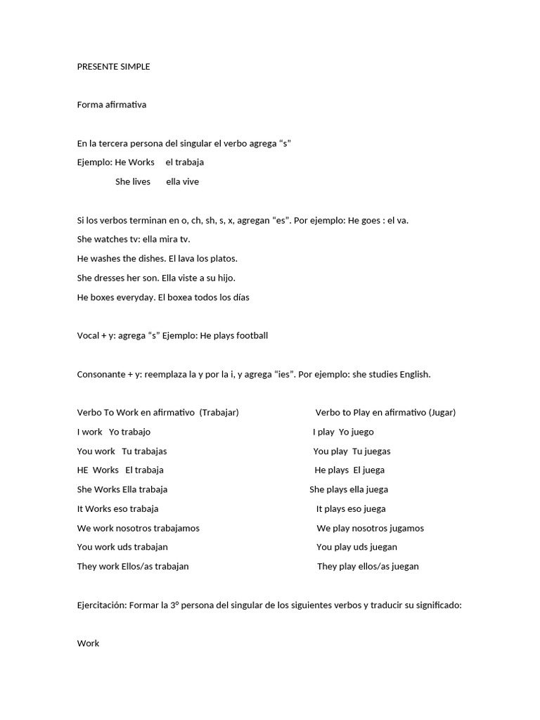 Presente Simple | PDF