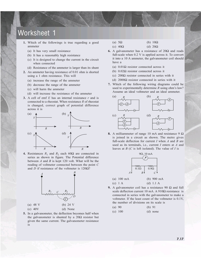 Current Electricity Worksheet 3 | PDF