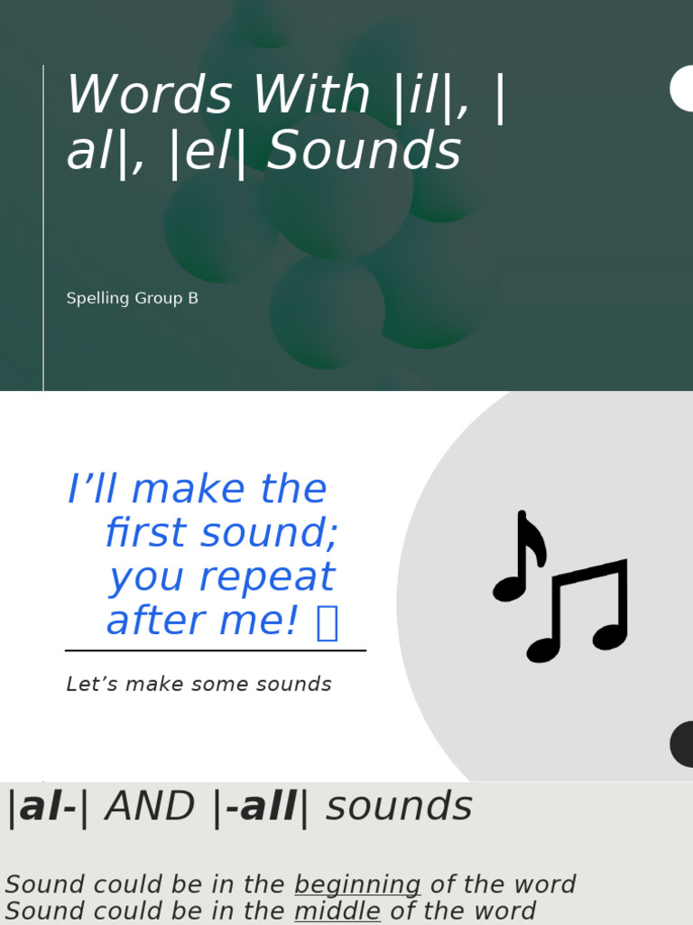 All Ill Ell Word Sounds | PDF