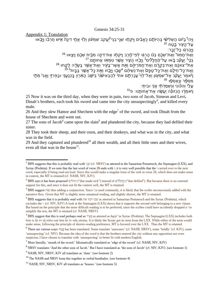 Genesis 34 - Appendix 1 | PDF | Bible | Book Of Genesis
