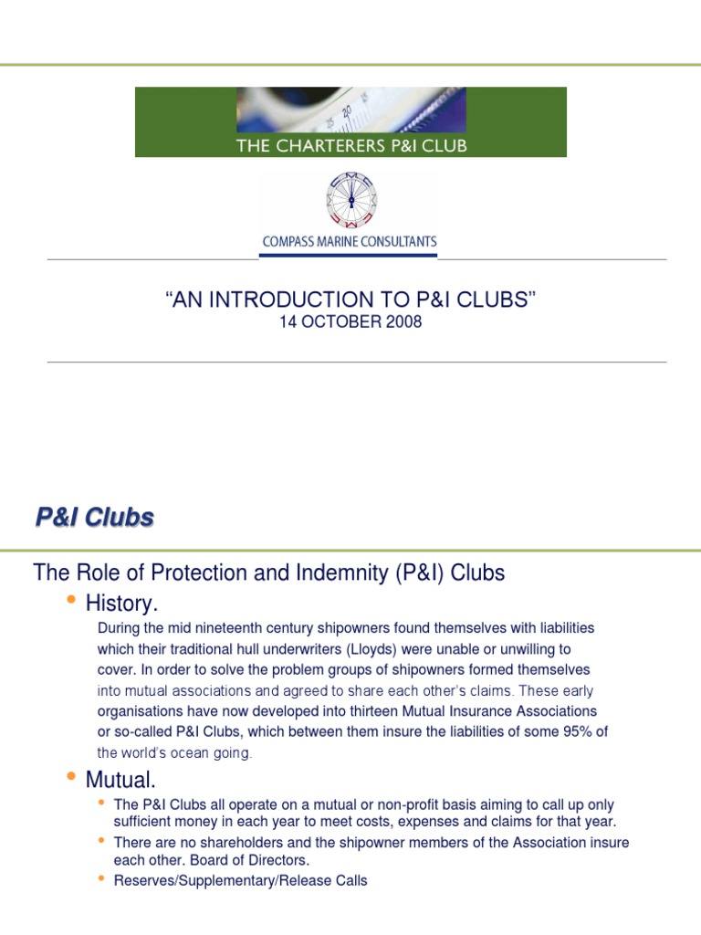 An Introduction To P&I Clubs | PDF | Business | Insurance