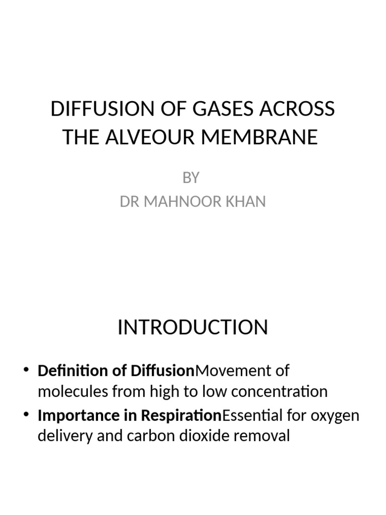 Diffusion of Gases Across The Alveour Membrane | PDF