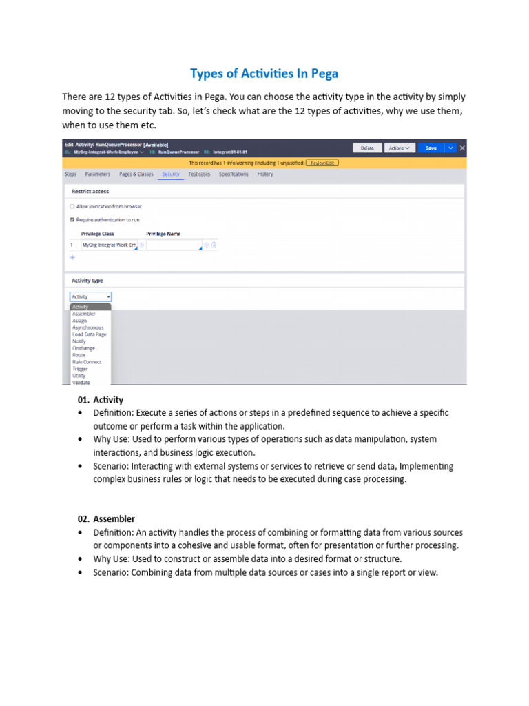 Types of Activities in Pega | PDF | Software Development | Systems ...