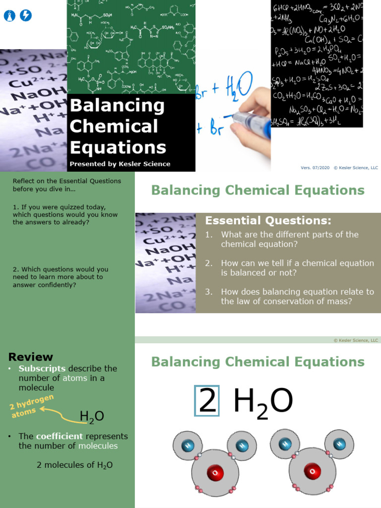 3 Explanation - Balancing Chemical Equations Presentation - Standard ...