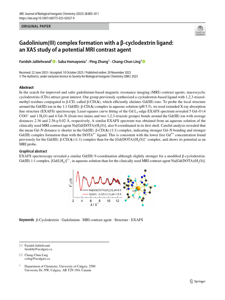JBIC_2023_FaridehJalilehvand_Gad contrast agent | PDF