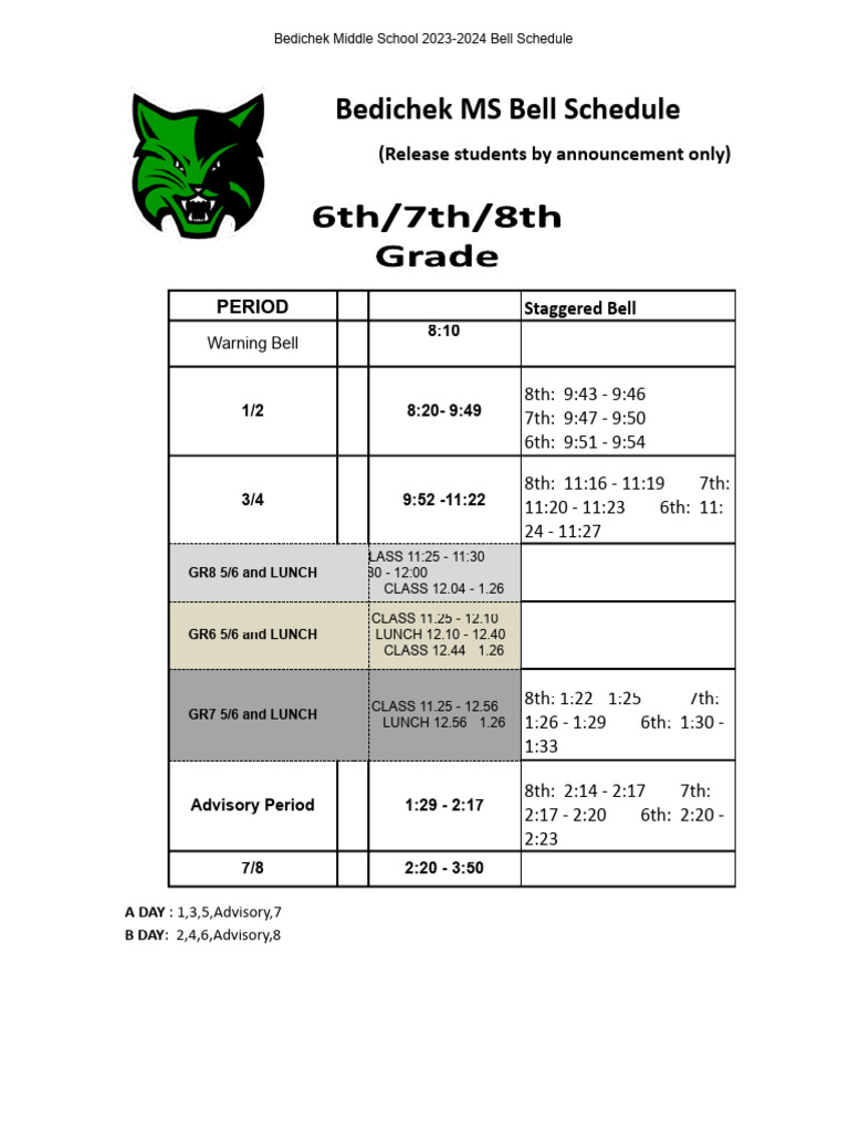 Bedichek Bell Schedule | PDF