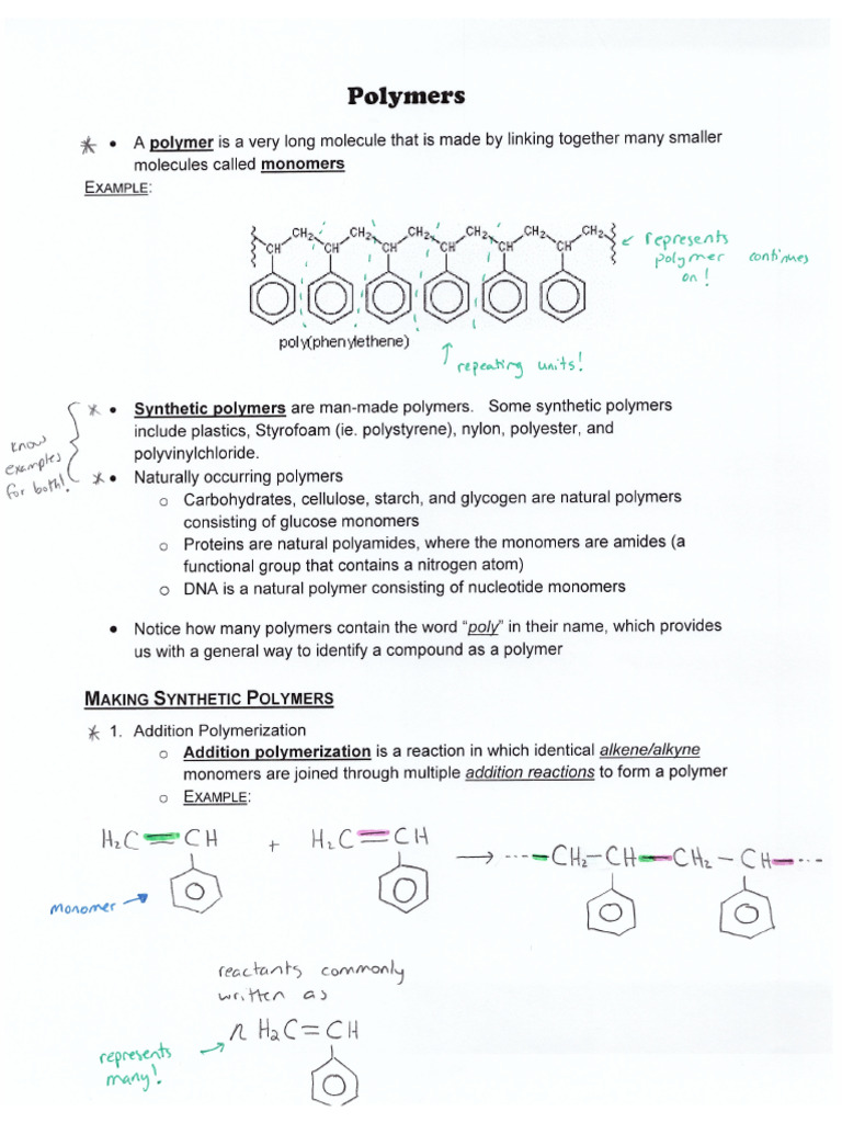 3.10 Polymers Notes | PDF