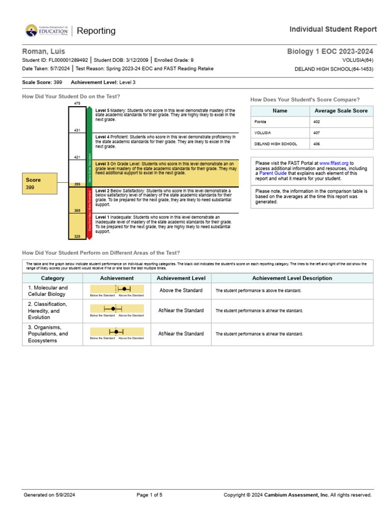 Biology 1 EOC | PDF