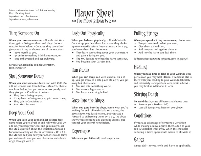 Player Reference Sheets | PDF