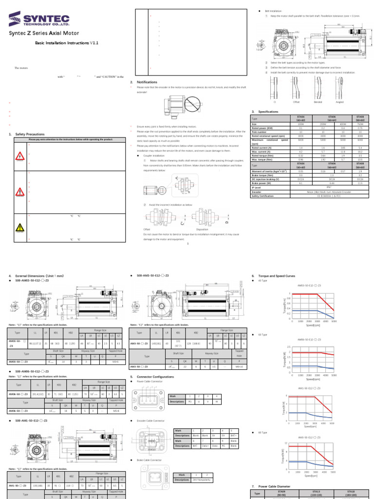 Syntec Z Series Motor Basic Installation InstructionsV1 - ENG | PDF