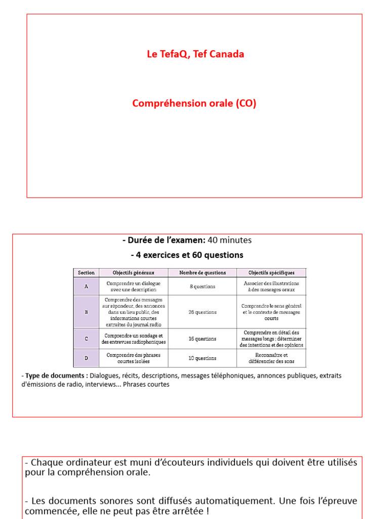 0TEF - Compréhension Orale | PDF